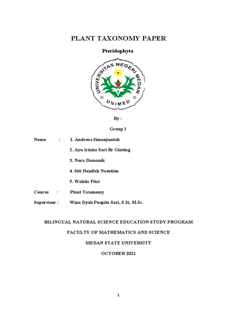 Plant Taxonomy Paper: Pteridophyta | PDF | Plants | Organisms