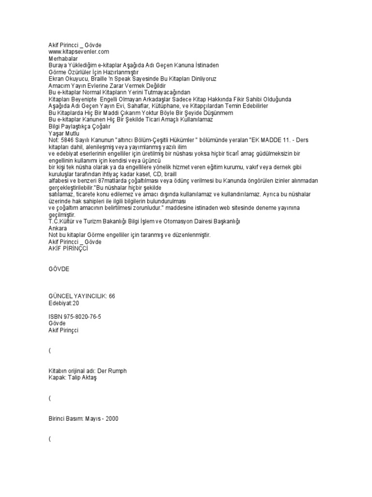 Akif Pirinçci - Gövde | PDF