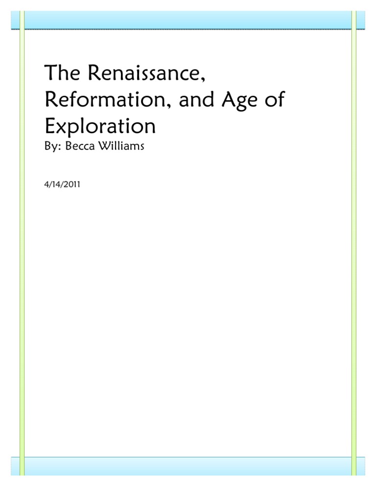 The Renaissance, Reformation, and Age of Exploration | PDF ...