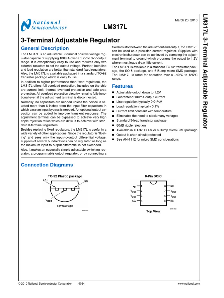 LM317L Datasheet | PDF | Capacitor | Resistor