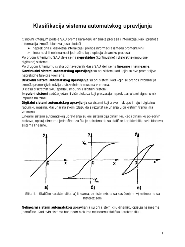 07 Klasifikacija Sistema Automatskog Upravljanja | PDF