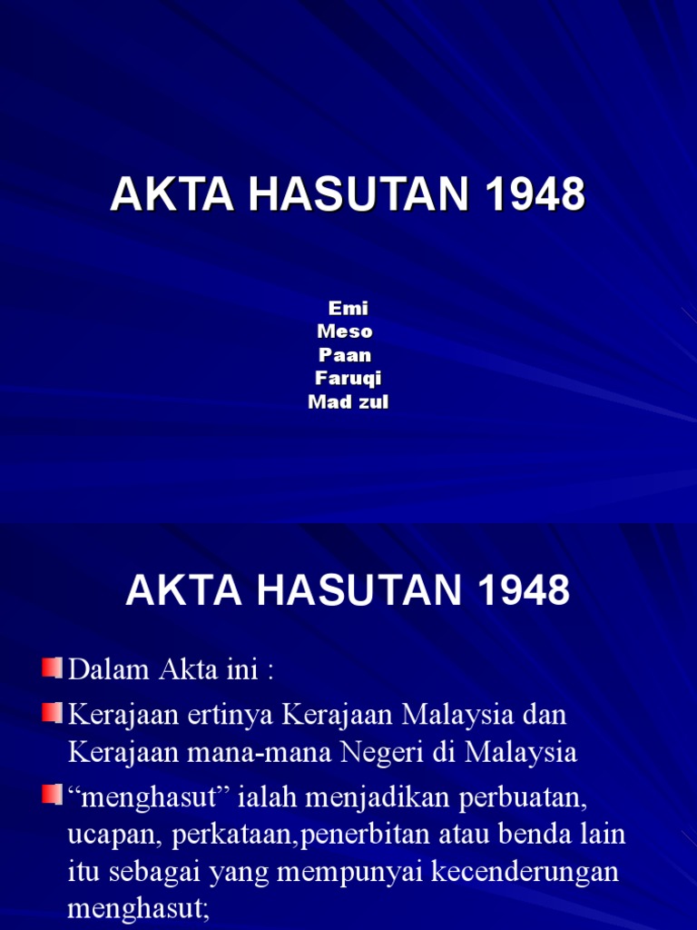 Akta Hasutan 1948 | PDF
