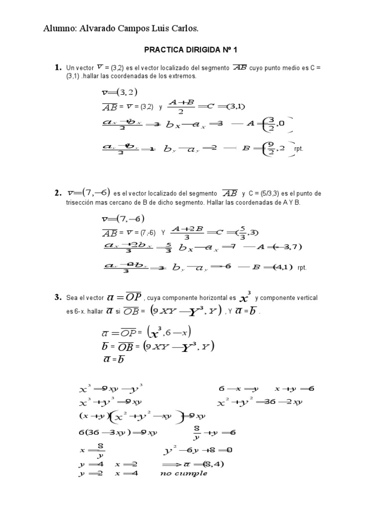 Practica Dirigida 1 | PDF | Vector Euclidiano | Triángulo