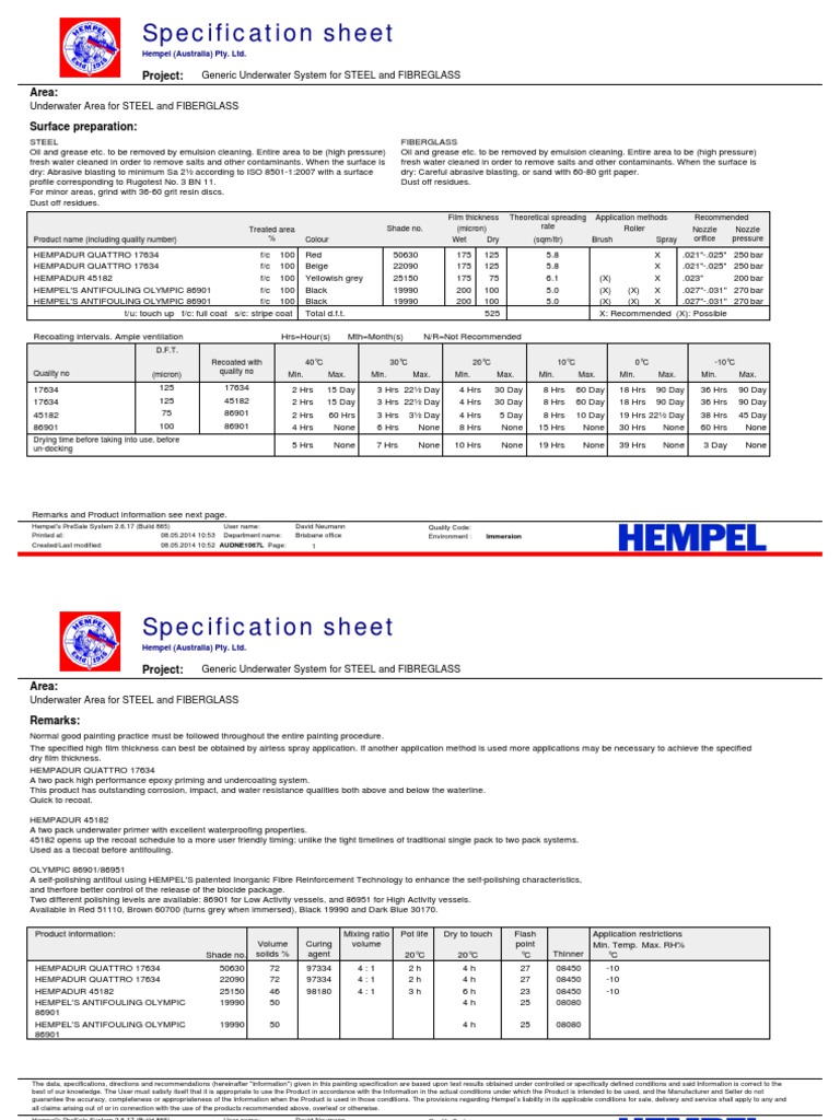 Specification Sheet: Project: Area | Download Free PDF | Paint | Legal ...