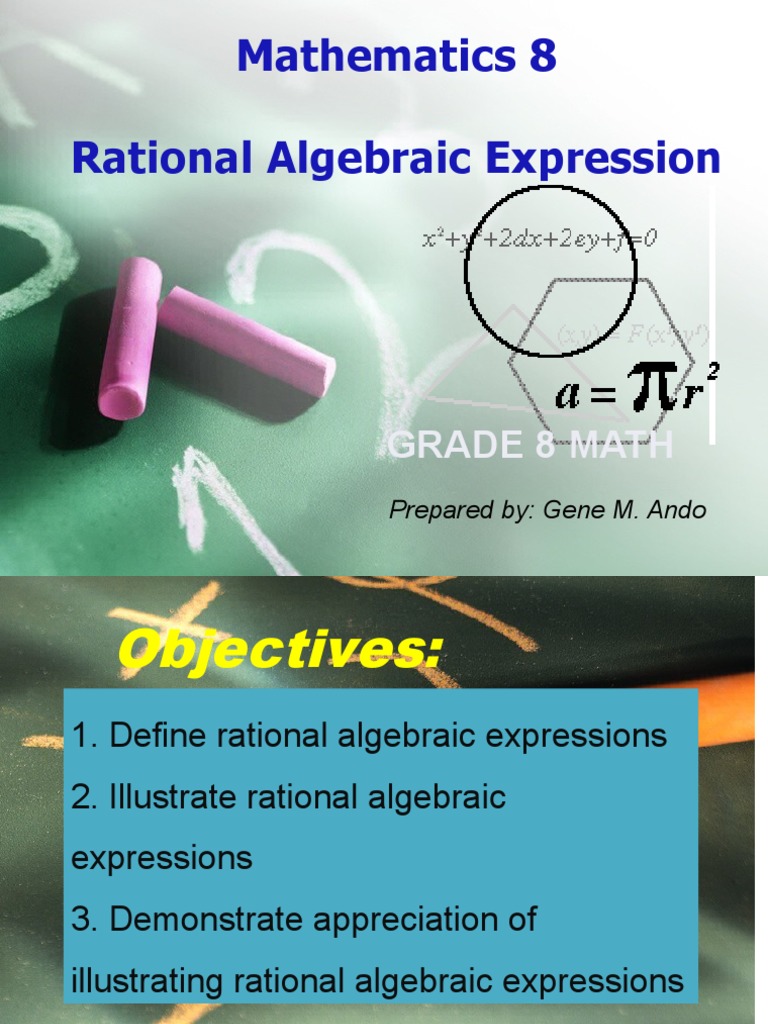 Mathematics 8 Rational Algebraic Expression: Grade 8 Math | PDF ...