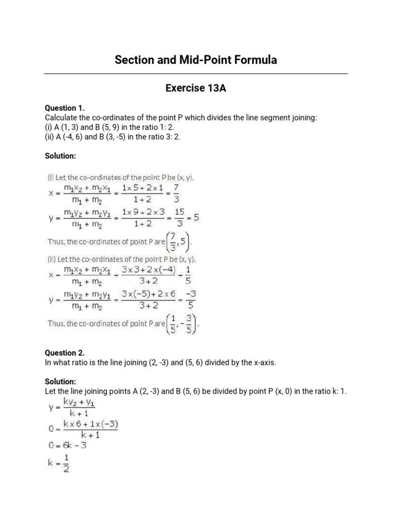 Selina Concise Maths Solutions Class 10 Chapter 13 Section and Mid ...