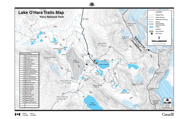 Hiking and Alpine Routes in Yoho National Park: A Map and Guide to Lake ...