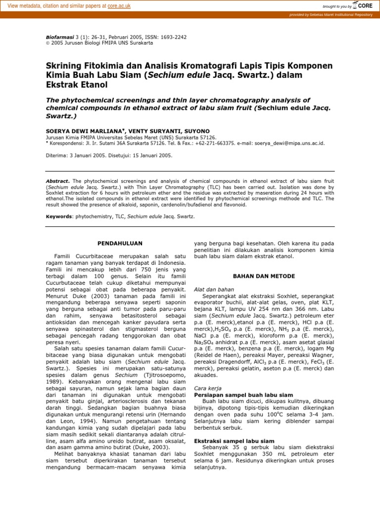 Skrining Fitokimia Dan Analisis Kromatografi Lapis Tipis Komponen Kimia ...