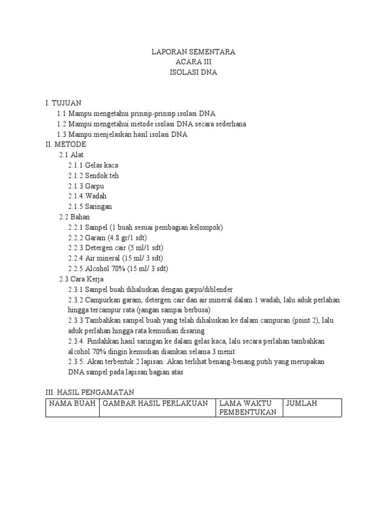 Metode Sederhana Isolasi DNA Buah | PDF