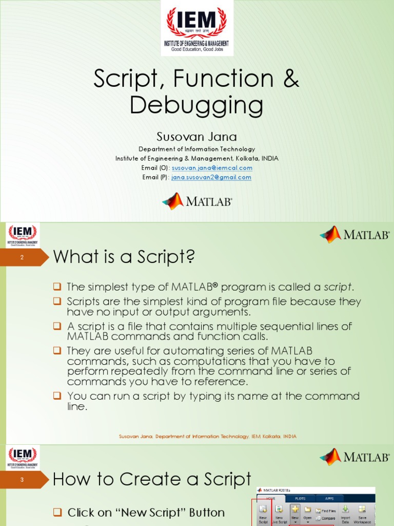 Matlab Script Function And Debugging Pdf Parameter Computer Programming Subroutine 1921