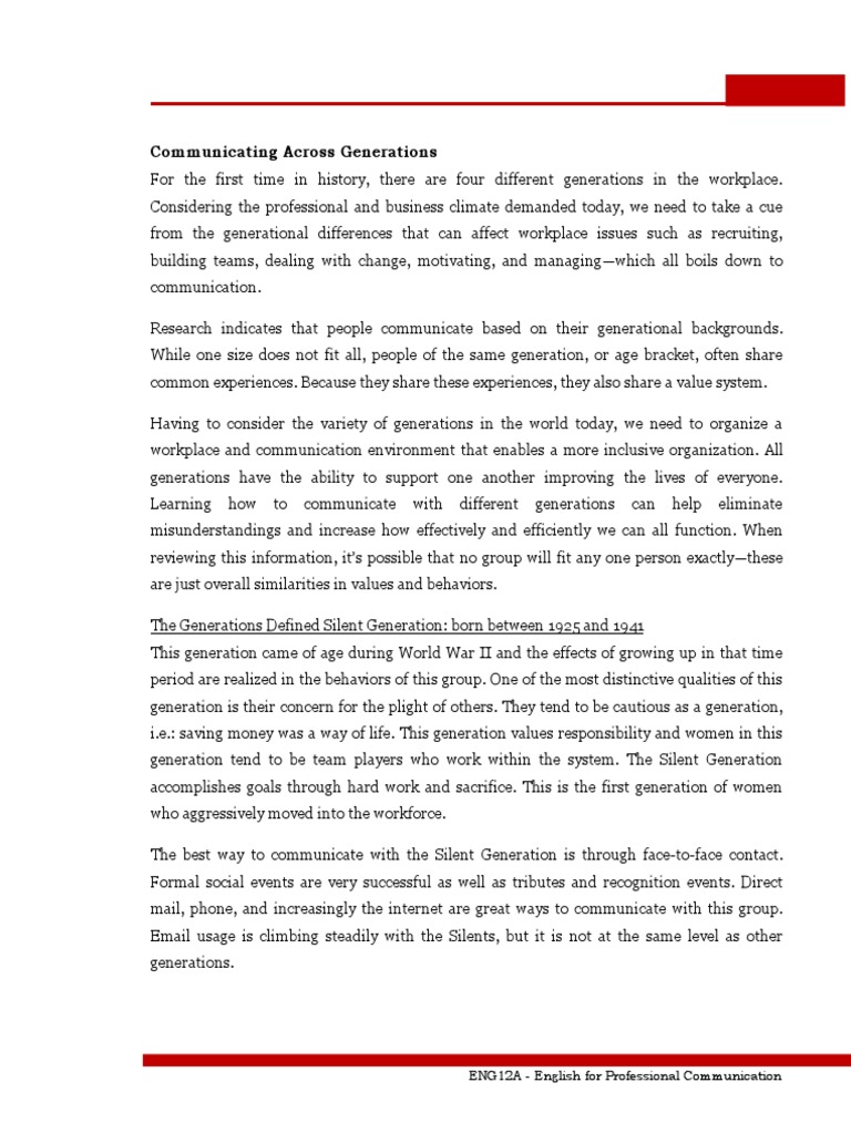 Communicating Across Generations | PDF | Baby Boomers | Millennials