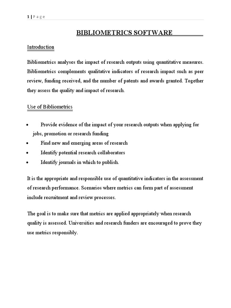 Bibliometrics Software | PDF | Academic Journal | Computing