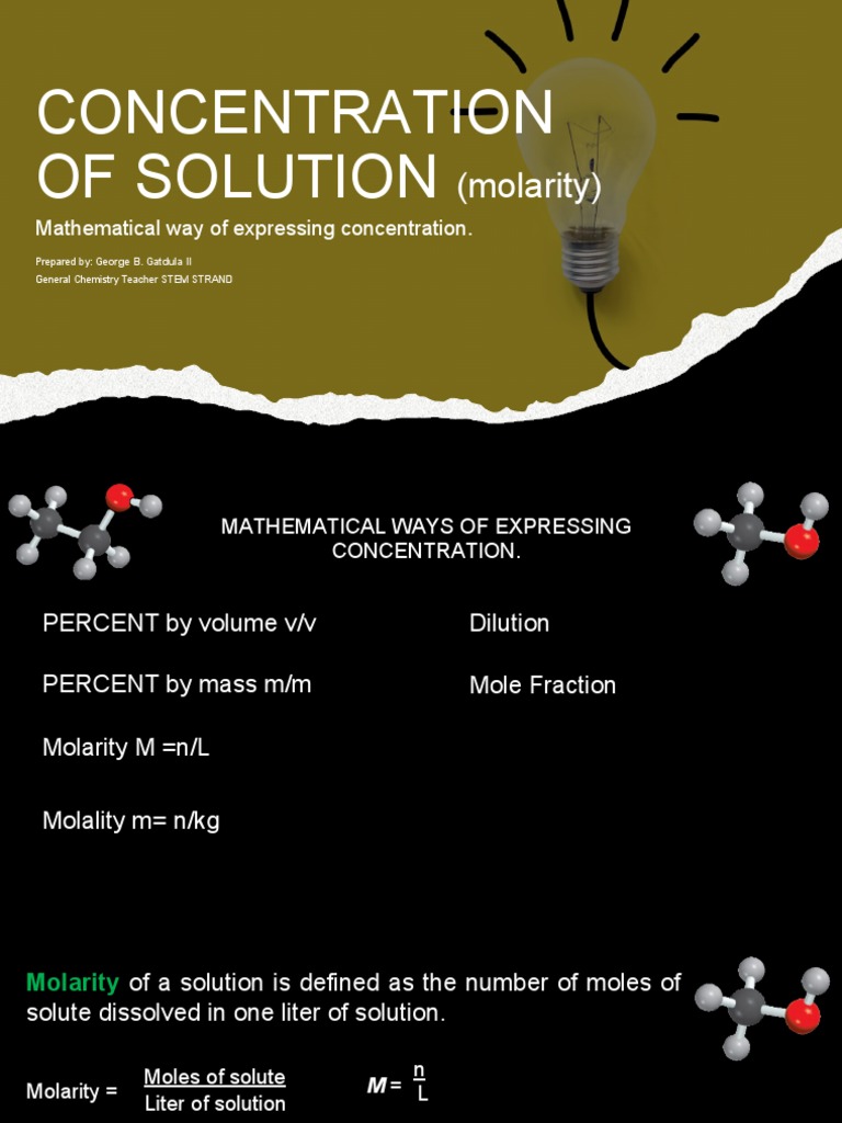 Concentration of Solution: (Molarity) | PDF | Concentration | Mole (Unit)