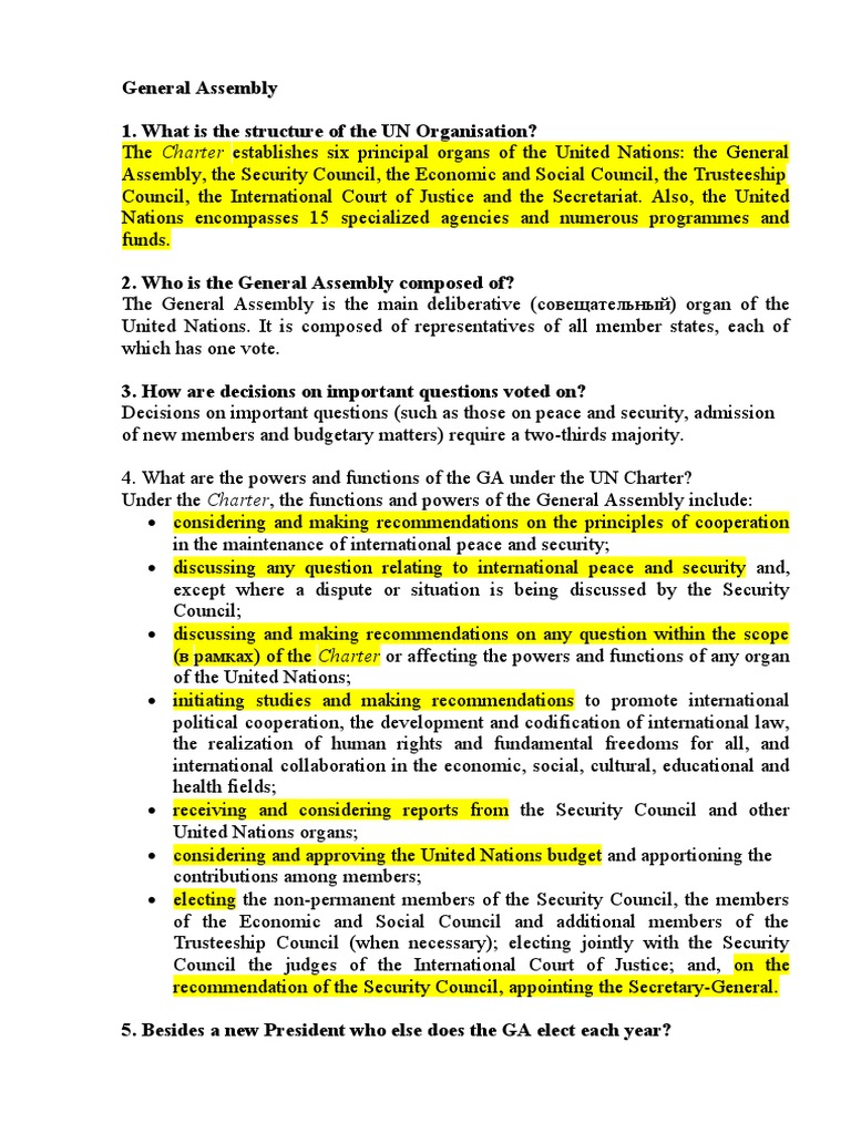 The UN Structure | PDF | International Relations | United Nations