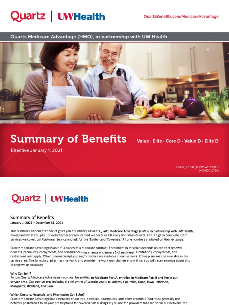 Summary of Benefits: Quartz Medicare Advantage (HMO), in Partnership ...