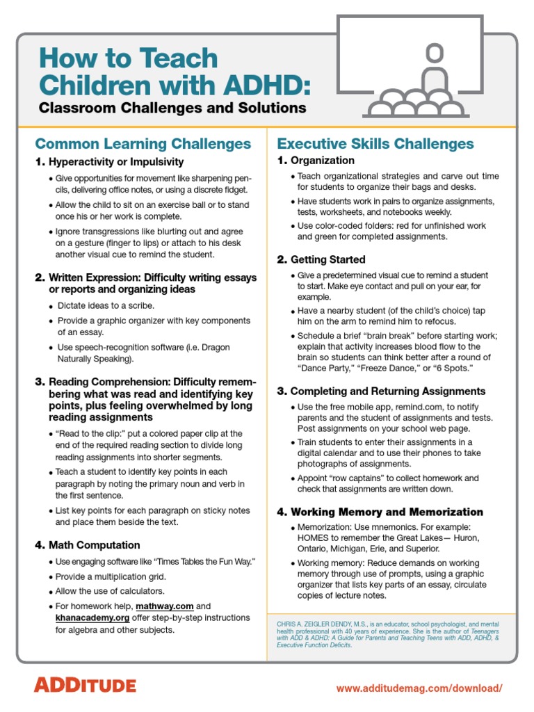 How To Teach Children With ADHD:: Classroom Challenges and Solutions ...