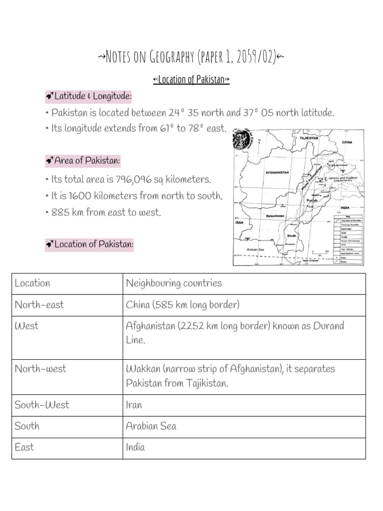 Notes On Geography (Paper 1, 2059/02) : Location of Pakistan | PDF ...