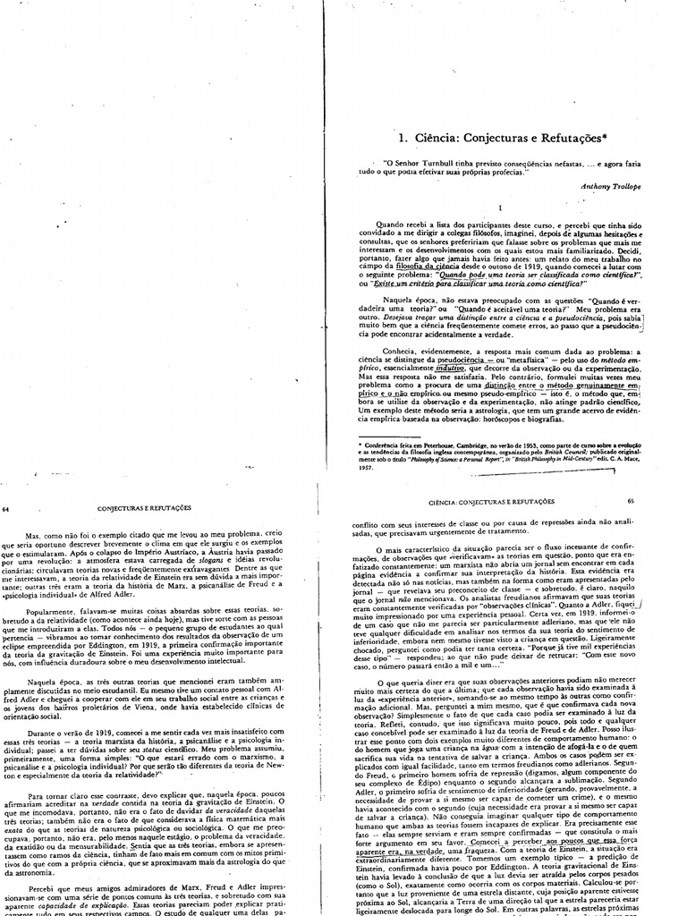 Popper, K. Conjecturas e Refutações. In. Ciencias - Conjecturas e ...