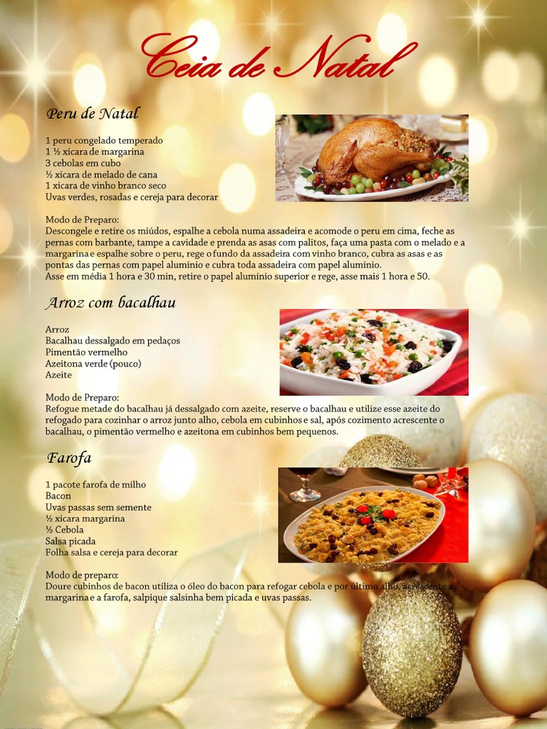 Menu e lista de compras para o jantar de Natal | PDF