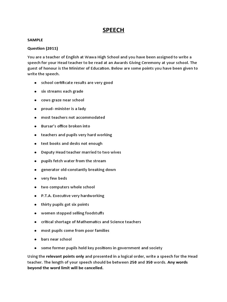 Speech: Sample Question (2011) | PDF | Narration | Narrative