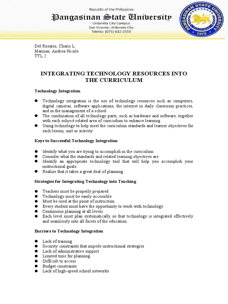 Integrating Technology Resources Into The Curriculum | PDF ...