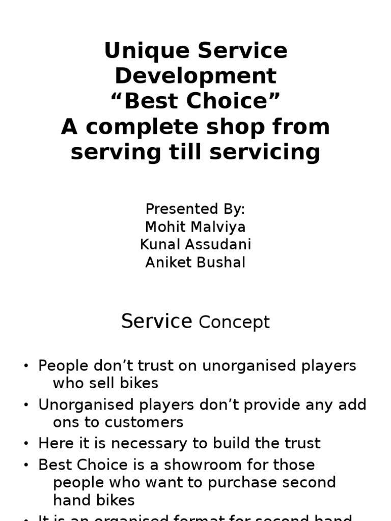 Unique Service Development "Best Choice" A Complete Shop From Serving ...