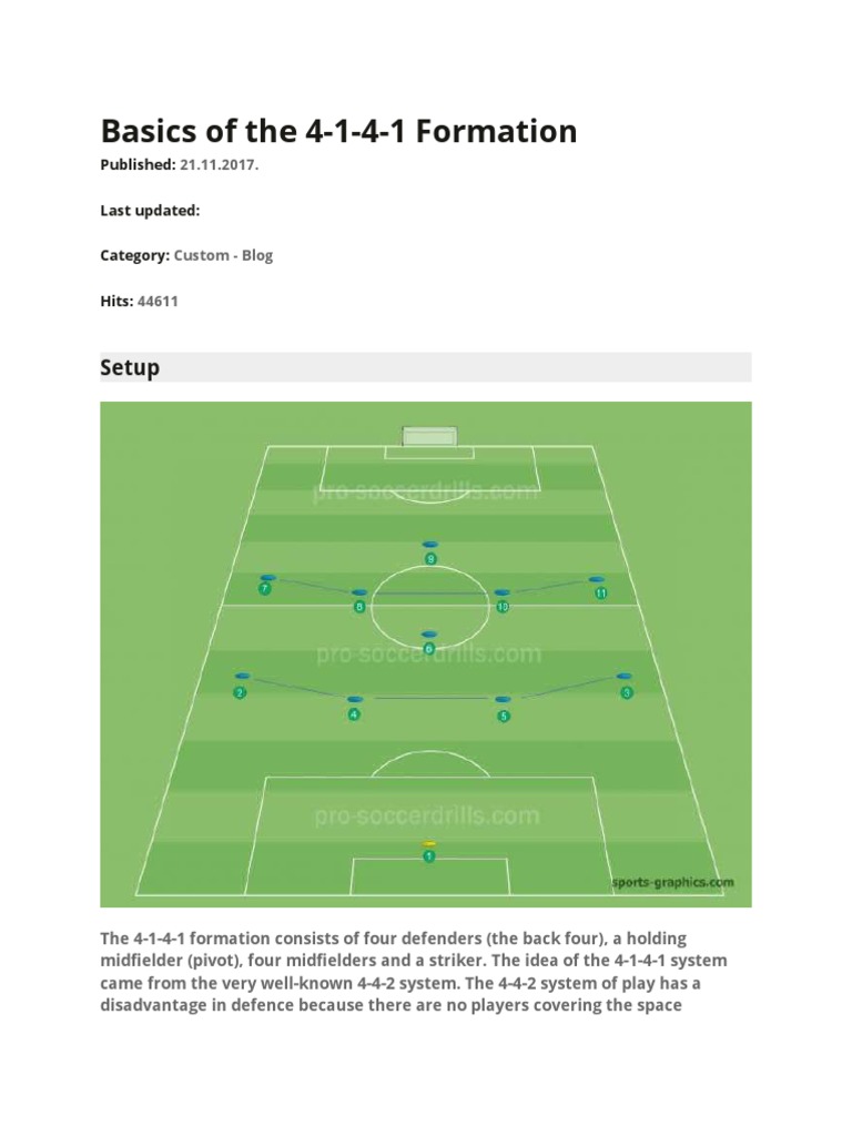Basics of The 4-1-4-1 Formation: Setup | PDF | Forward (Association ...