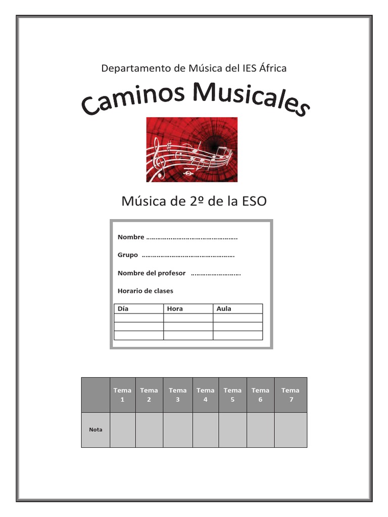 Cuadernillo Música - 2º de La ESO | PDF | Clave | Sonido