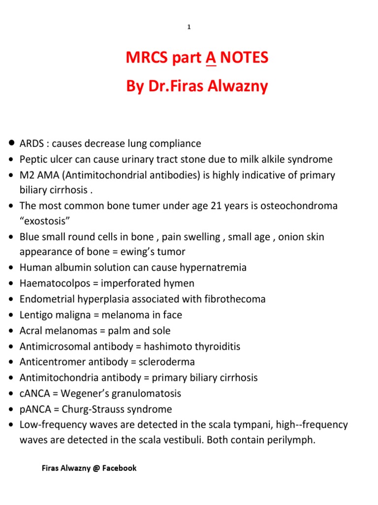 Notes of Mrcs Part A | PDF | Cancer | Neoplasms