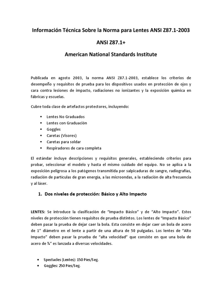 Ansi Z87 | PDF | Soldadura | Construcción