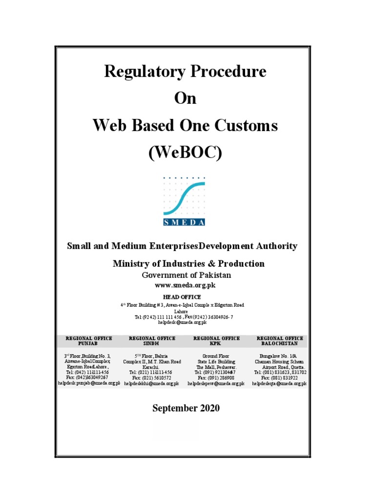 WeBOC Guide for SMEs in Pakistan | PDF | Customs | Taxes