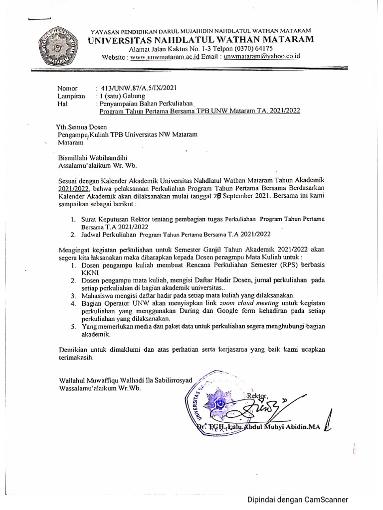 Jadwal TPB 20212022 | PDF