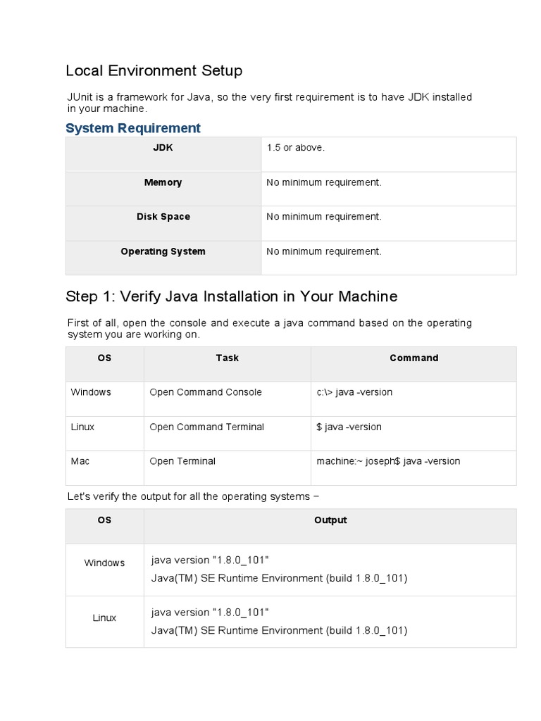 Local Environment Setup: System Requirement | PDF | Java (Programming ...