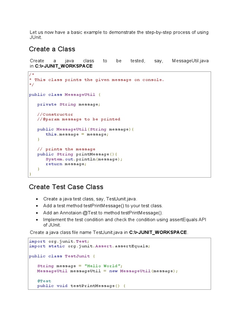 Create A Class: / This Class Prints The Given Message On Console. | PDF ...