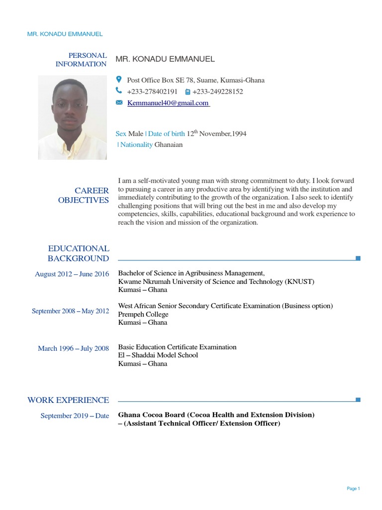 CV Europass Format | PDF | Ghana | Agriculture
