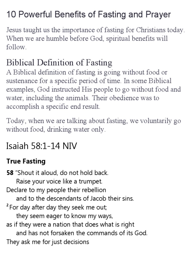 10 Powerful Benefits of Fasting and Prayer | PDF | Fasting | Paul The ...