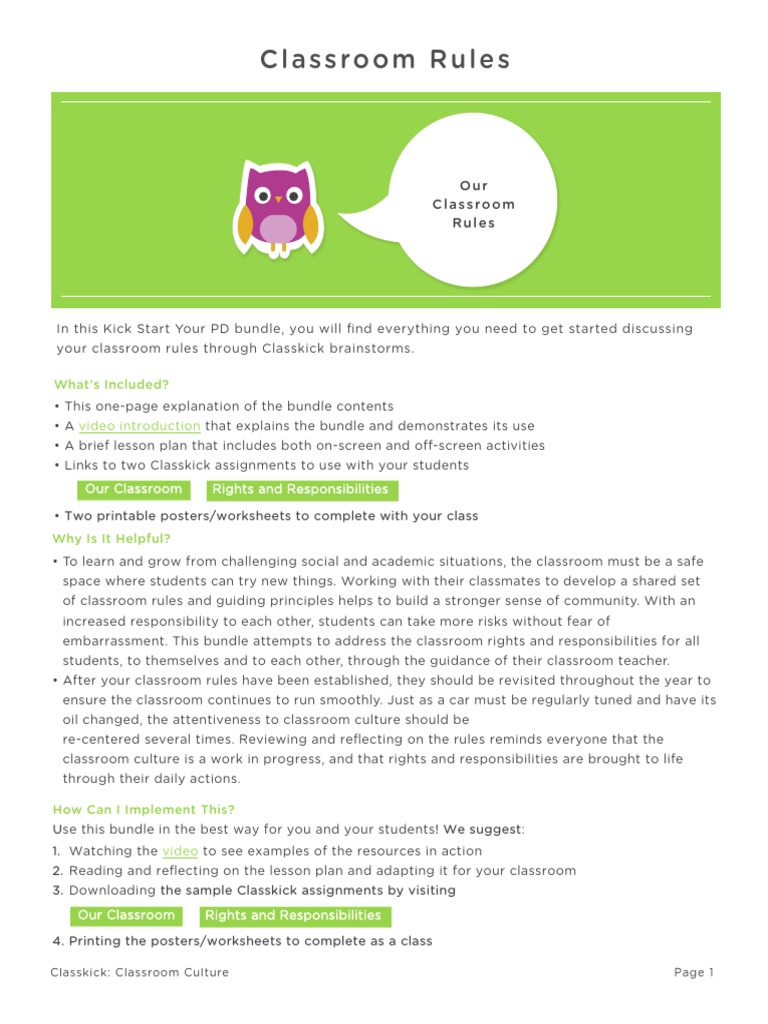 Classroom Rules: What's Included? | PDF | Lesson Plan | Classroom