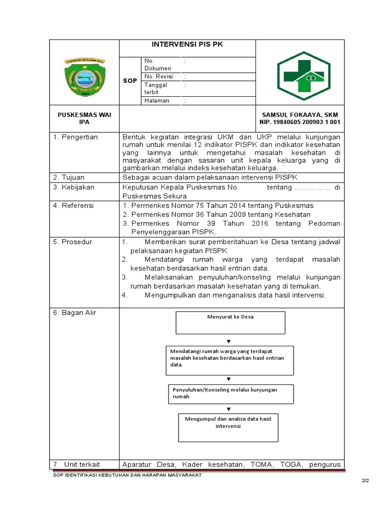 Sop Intervensi Pispk | PDF