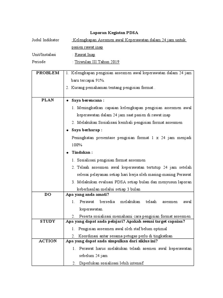 Contoh PDCA untuk Peningkatan Kualitas | PDF | Karier & Perkembangan