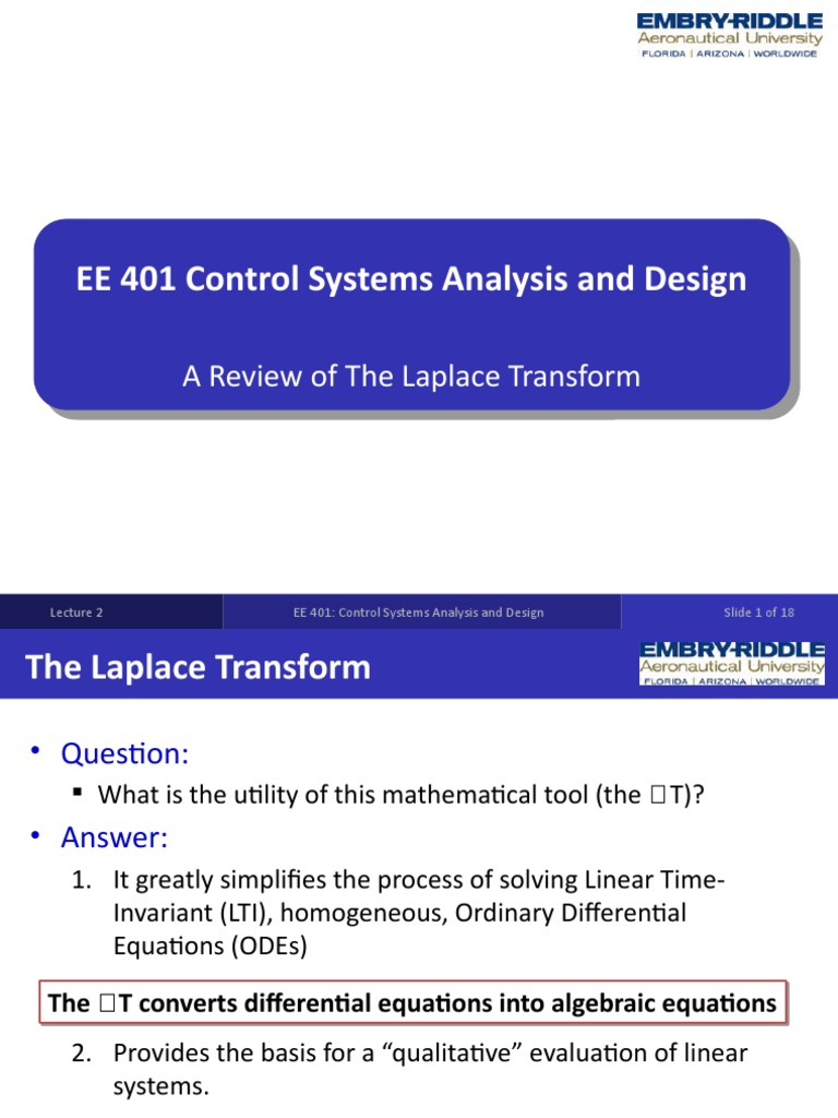 Laplace Transform in Control Systems | PDF | Laplace Transform ...