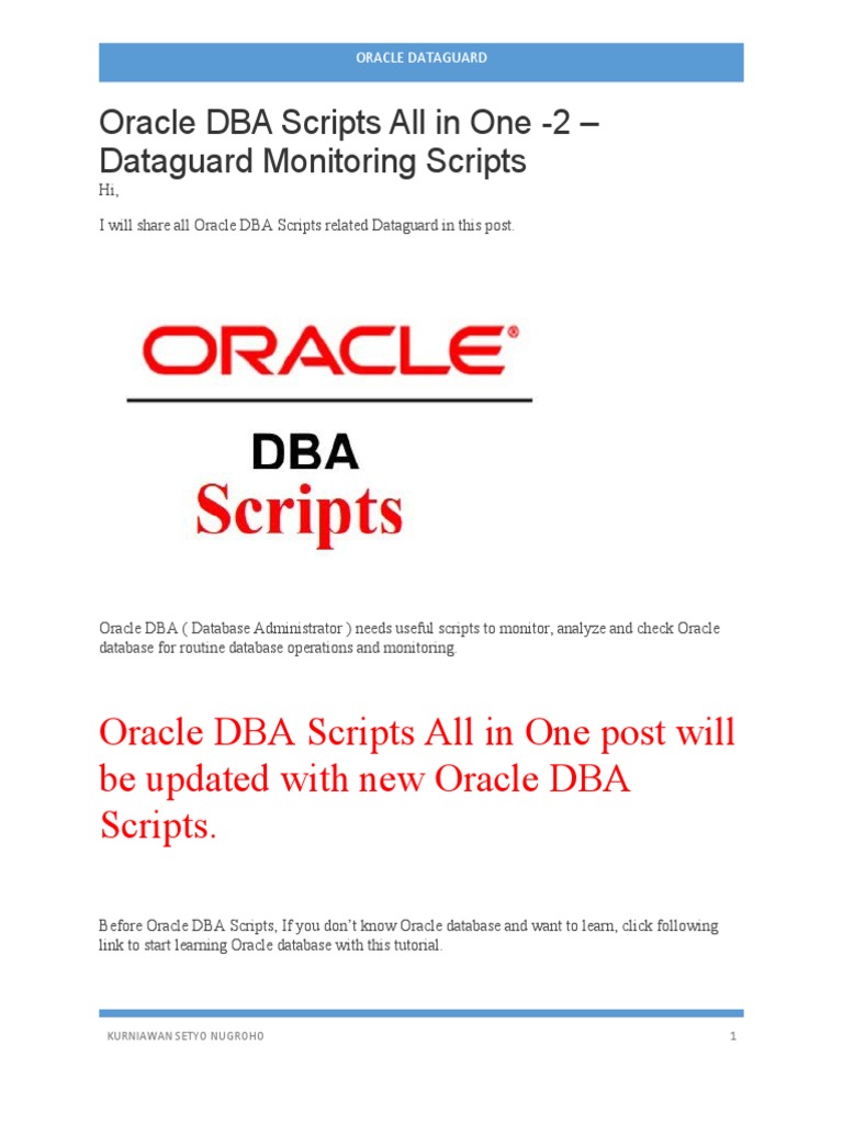 Oracle Dataguard Monitoring Scripts | PDF | Data | Databases