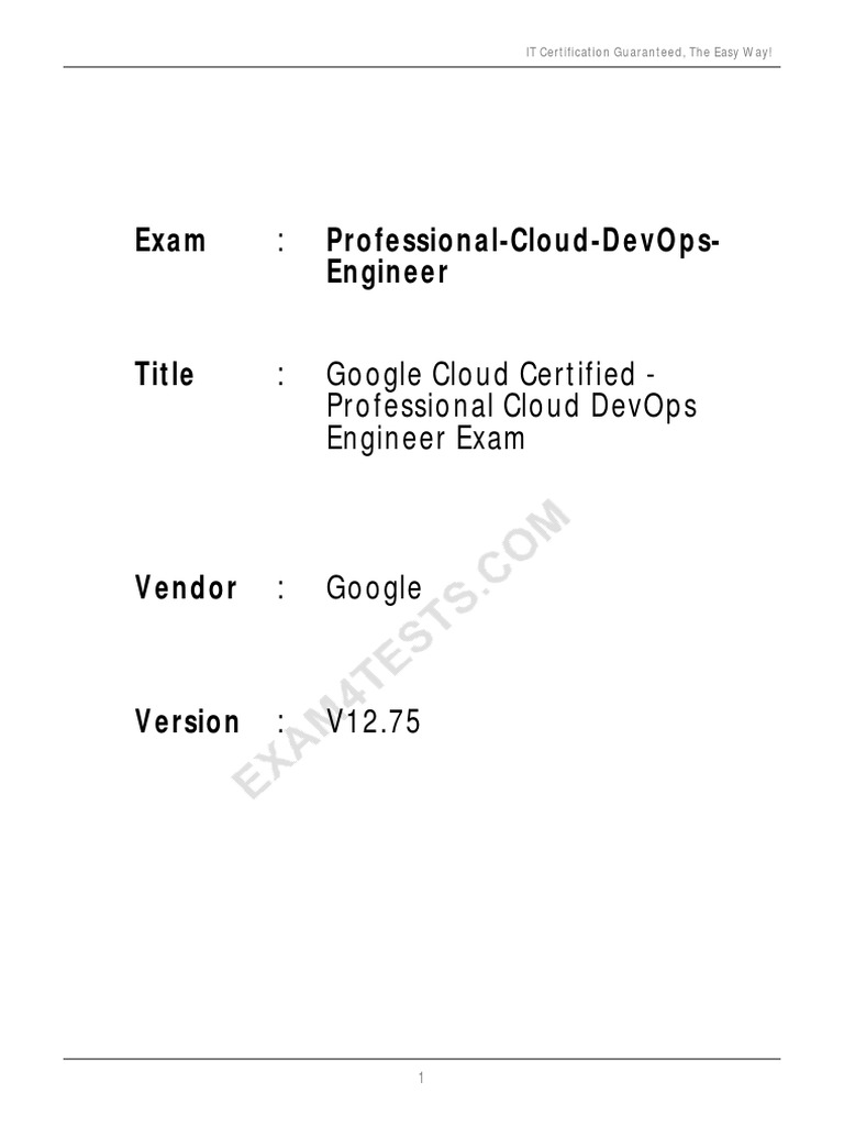Professional Cloud DevOps Engineer V12.75 | PDF | Cloud Computing | Computer Network