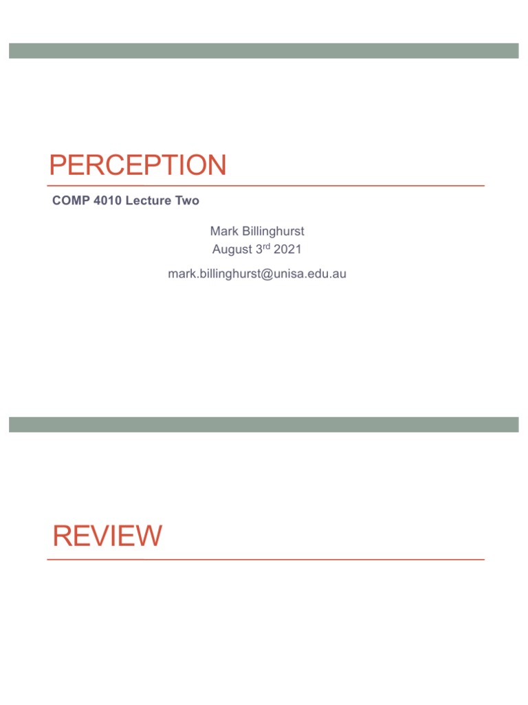 Comp4010 Lecture2-Perception | PDF | Virtual Reality | Senses
