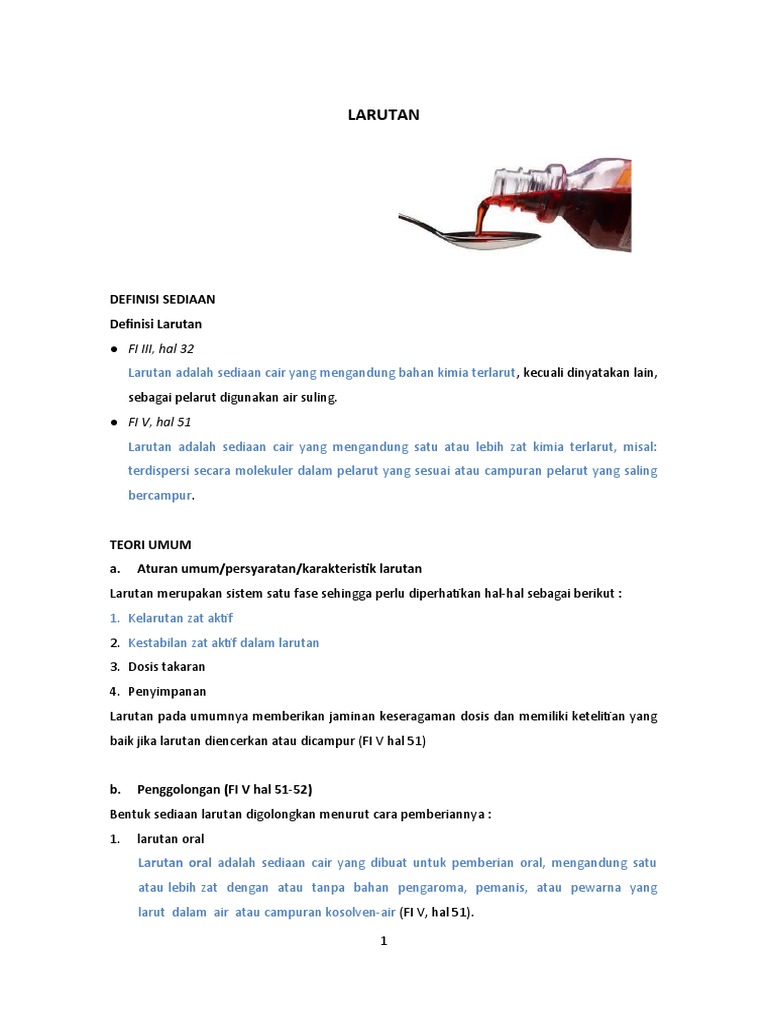 Sediaan Obat Larutan | PDF