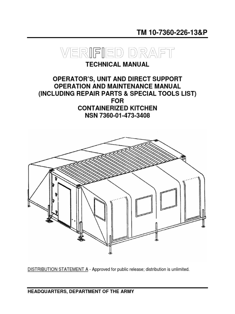 Army Containerized Kitchen Manual | PDF | Air Conditioning | Kitchen