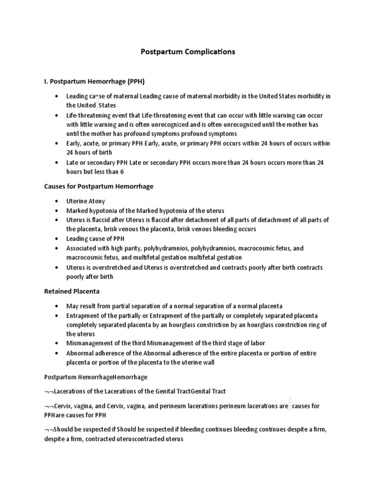 Postpartum Complications | PDF
