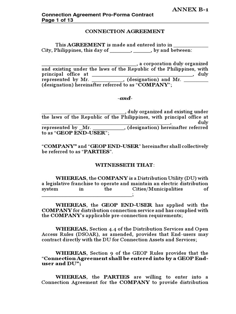 2020-005 RM MOS RED ANNEX+B-1 GEOP+Connection+Agreement+Clean | PDF ...