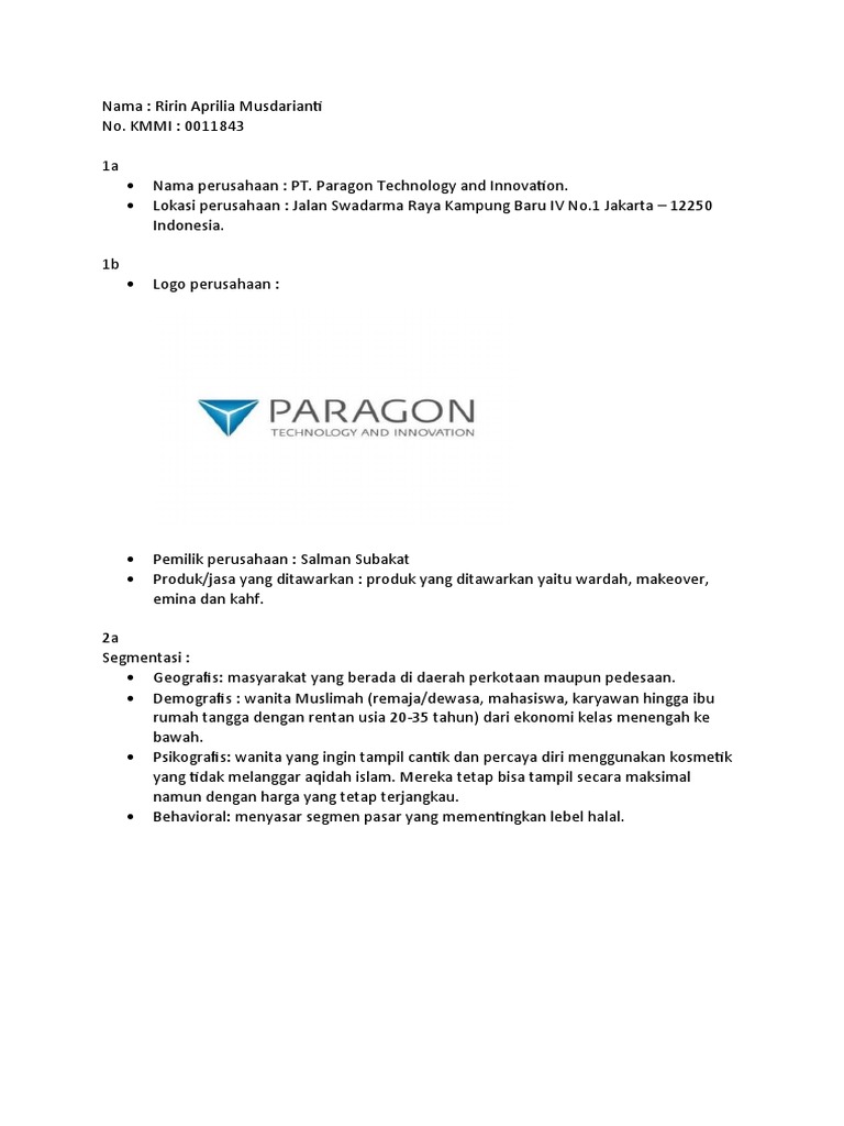PT. Paragon Technology and Innovation | PDF