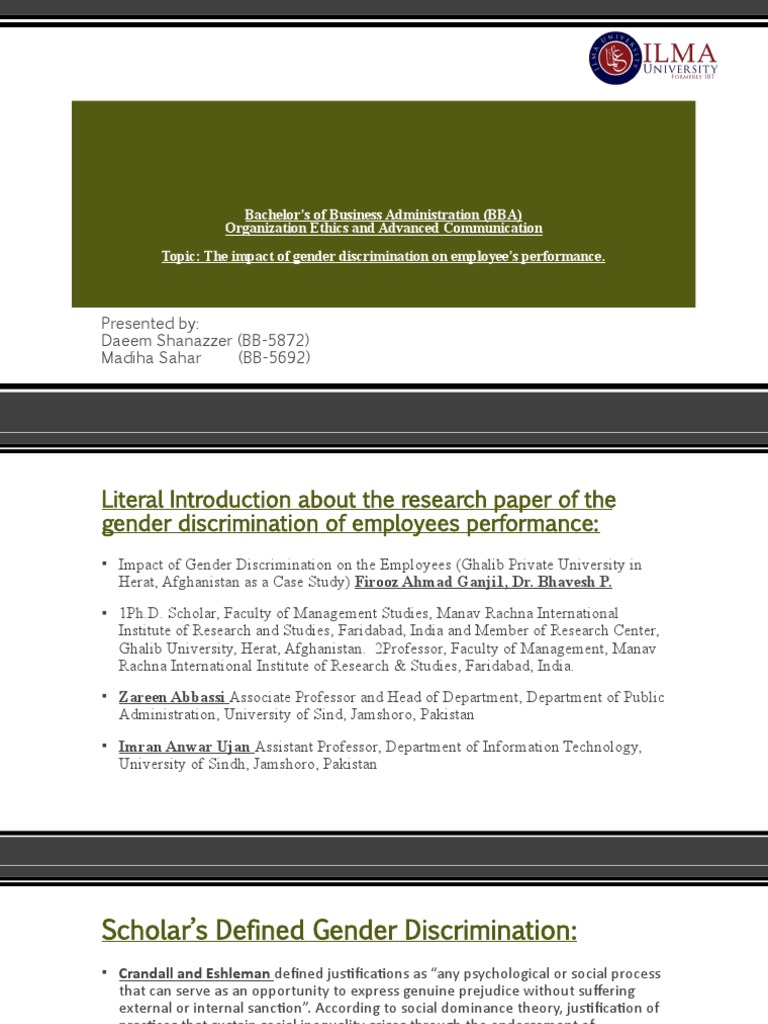 Ethics Final Presentation | PDF | Sexism | Gender Role