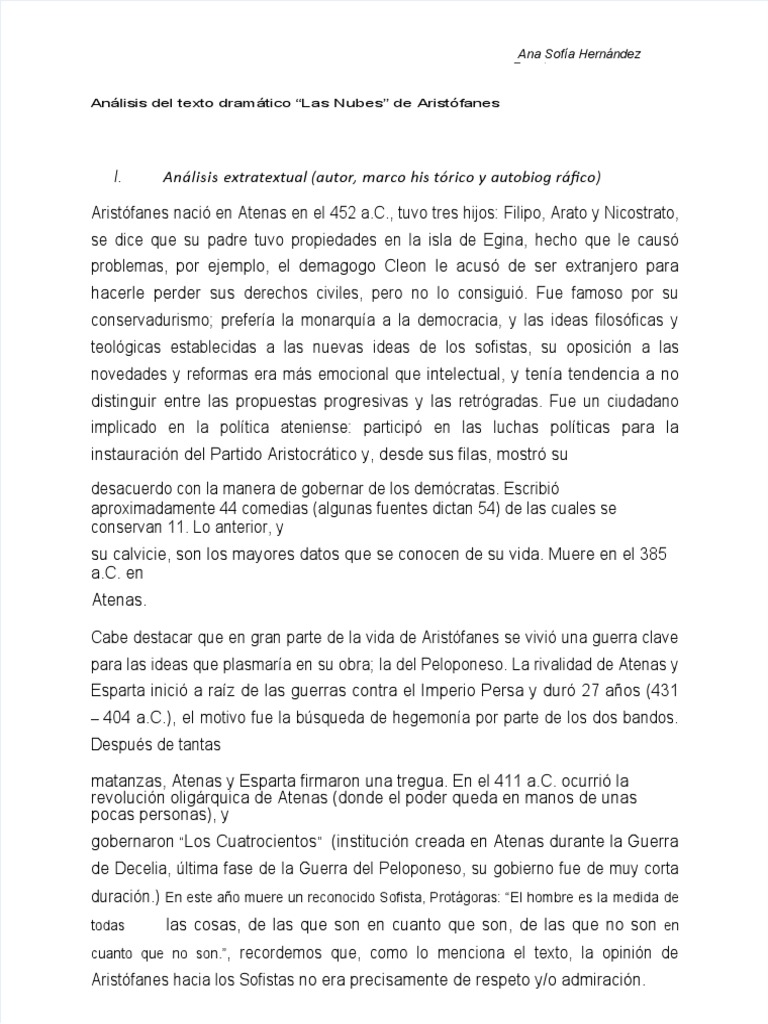 Pdf Analisis Las Nubes De Aristofanes Pdf Aristófanes Antigua Grecia